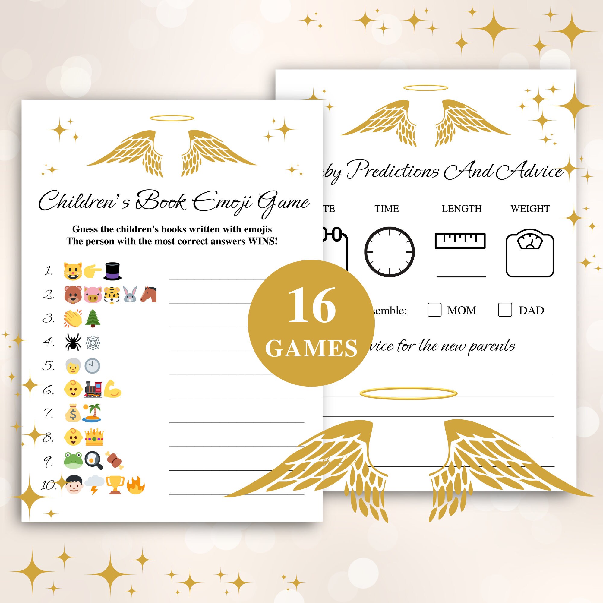 16 Printable Angel Baby Shower Games | Heaven Sent Baby Shower Game ...