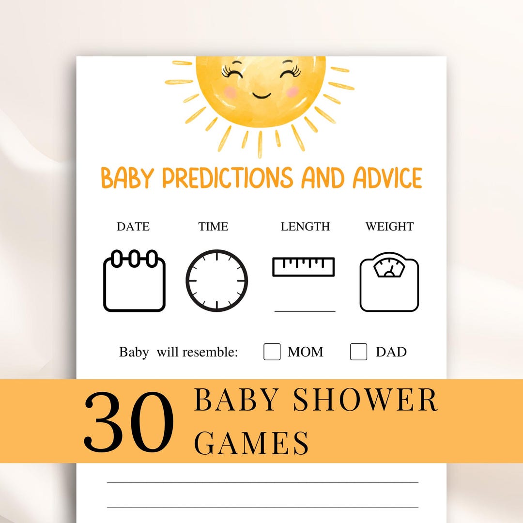 30 Printable Sunshine Baby Shower Games, Here Comes the Sun Baby Shower ...
