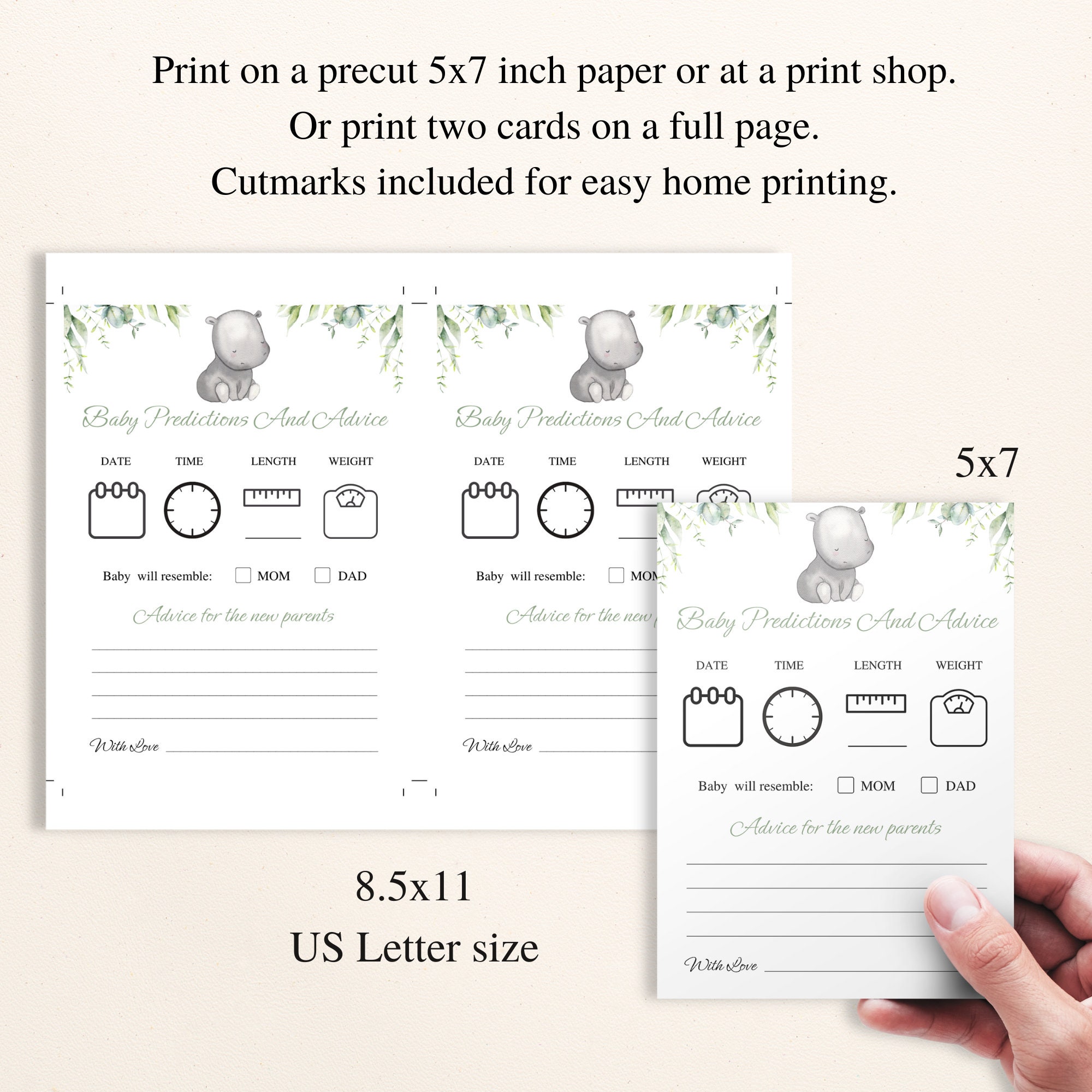 16 Printable Hippo Baby Shower Games Jungle Baby Shower Game Bundle ...