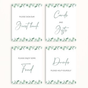 16 Printable Eucalyptus Baby Shower Table Signs: Greenery Theme, 8x10 ...