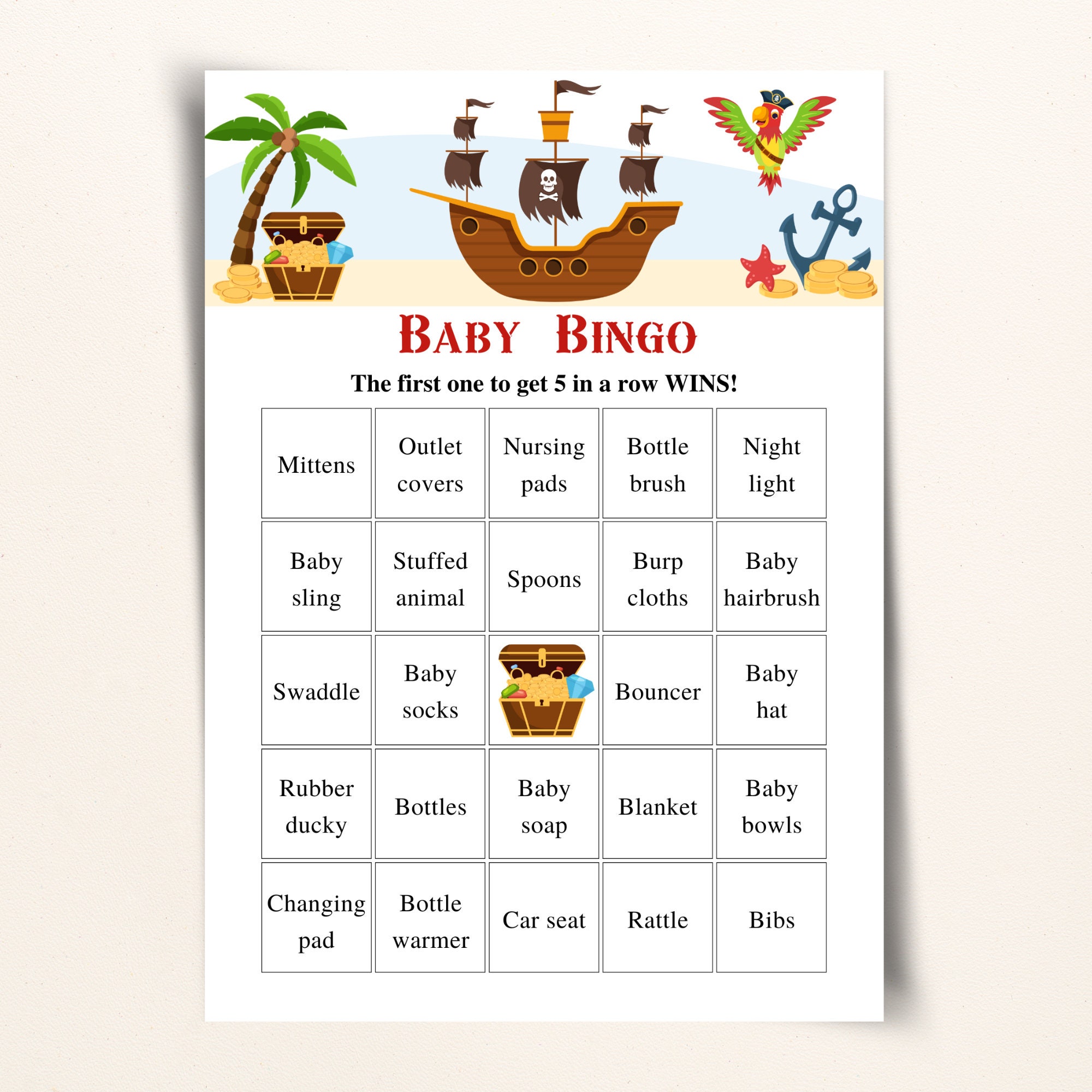 30 Printable Pirate Baby Shower Bingo Cards Ahoy Matey Baby Shower ...