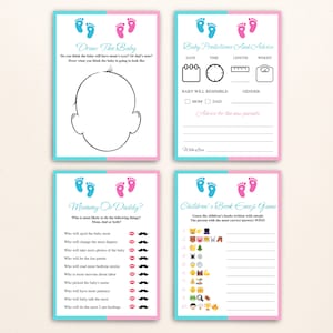 12 Printable Baby Feet Gender Reveal Games: Pink and Blue Theme ...