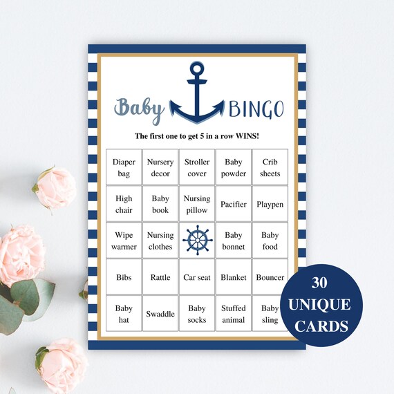 Nautical Baby Shower Bingo Printable