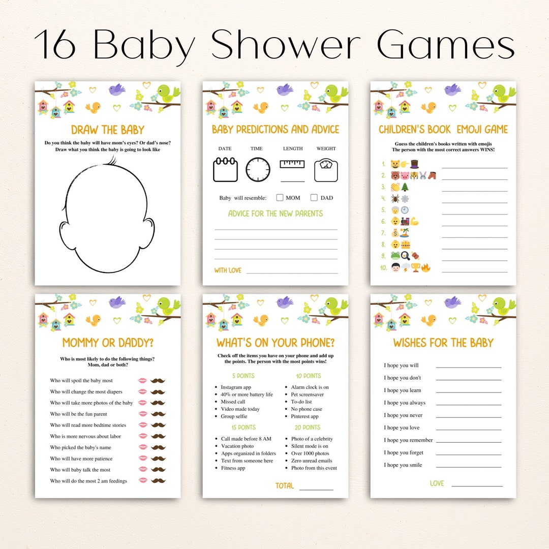 16 Printable Bird Baby Shower Games Little Birdie Baby Shower Game ...