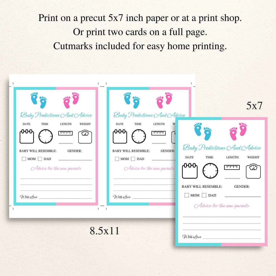 12 Printable Baby Feet Gender Reveal Games Pink and Blue Gender Reveal Party Games He or She ...