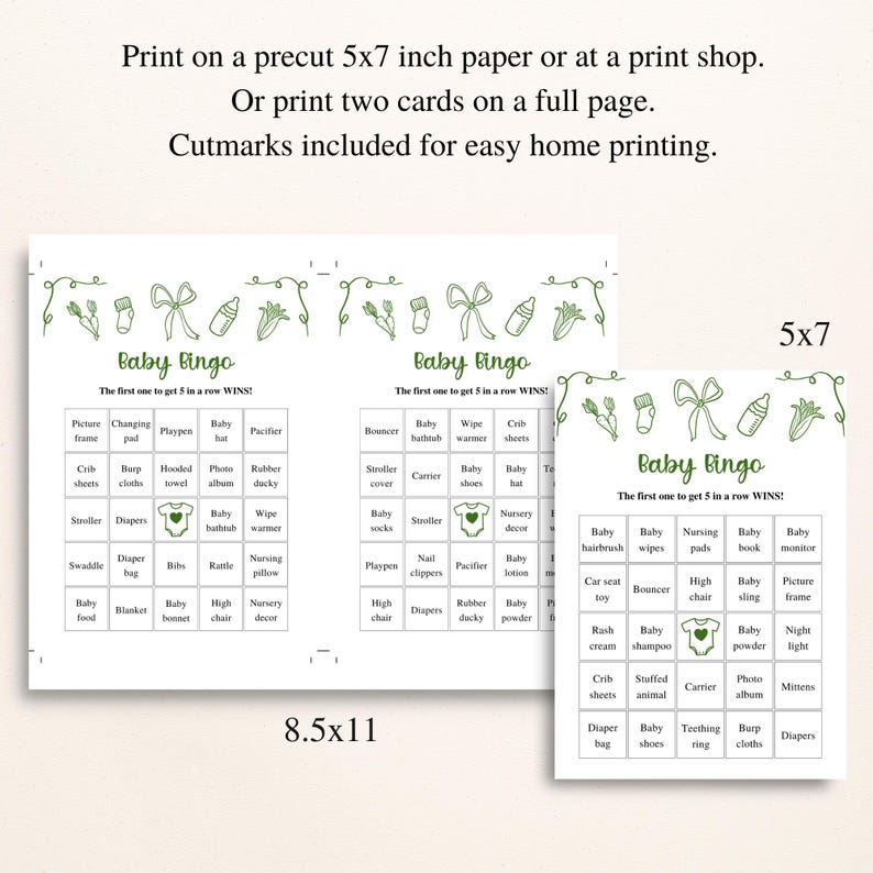 100 Printable Locally Grown Baby Shower Bingo Cards, Little Sprout ...