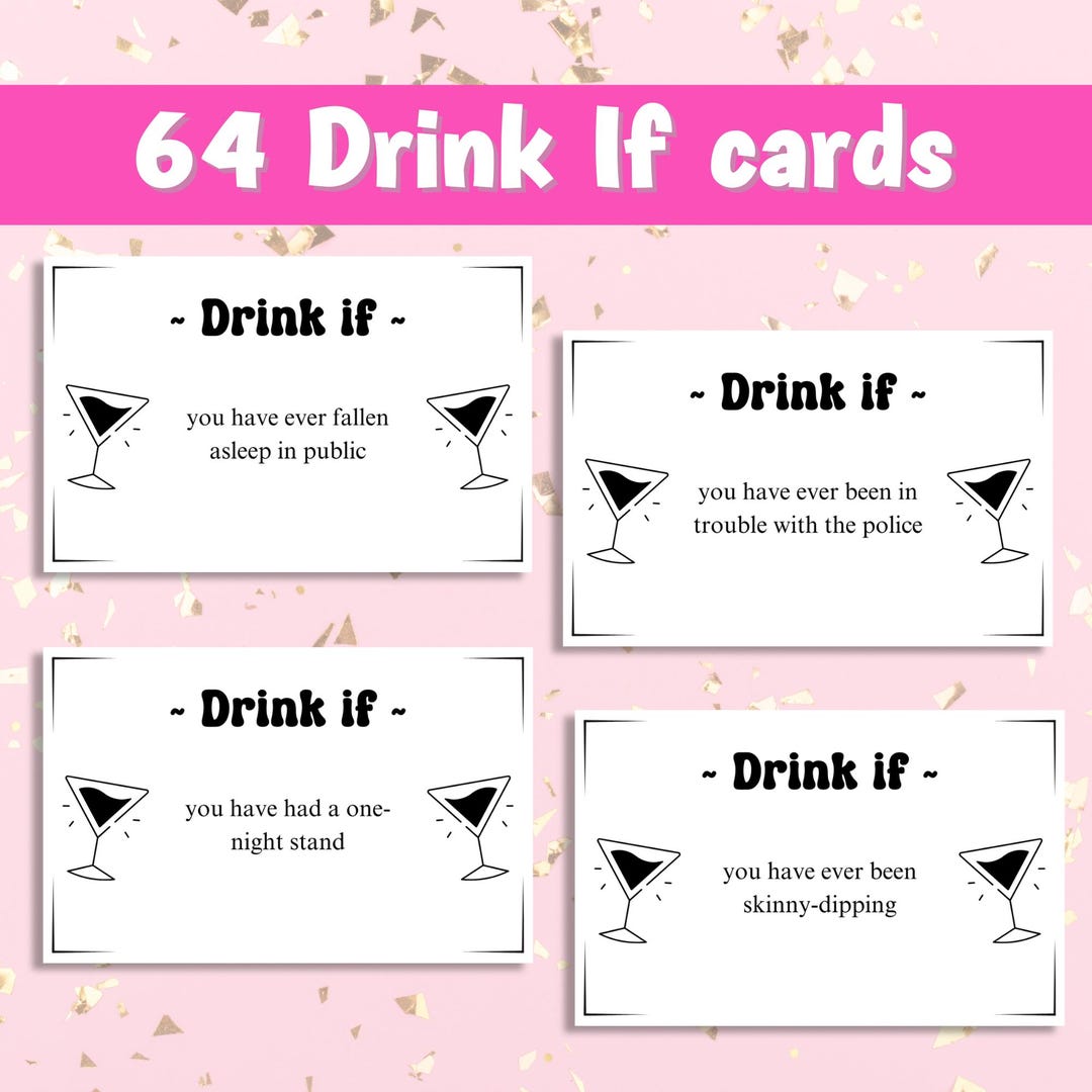 64 Printable Drinking Game Cards: Adult Party Games, US Letter & A4 ...