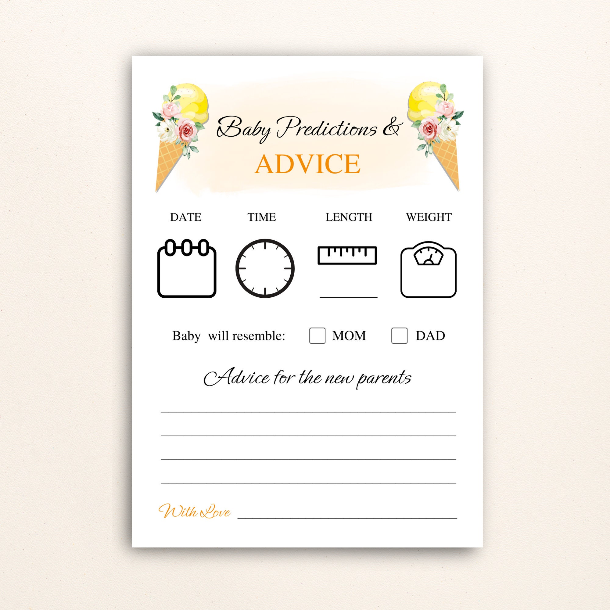 16 Printable Ice Cream Baby Shower Games, Heres the Scoop Baby Shower ...
