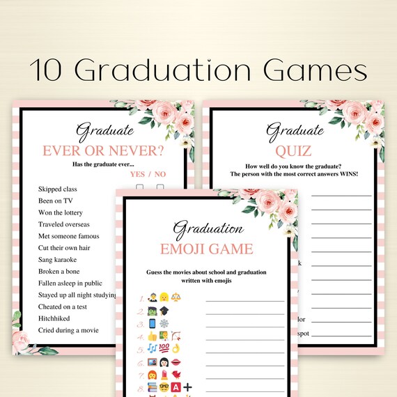 10 Printable Graduation Party Games Floral Graduation Game - Etsy