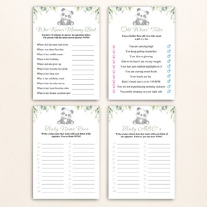 16 Printable Panda Baby Shower Games | Jungle Baby Shower Game Bundle ...