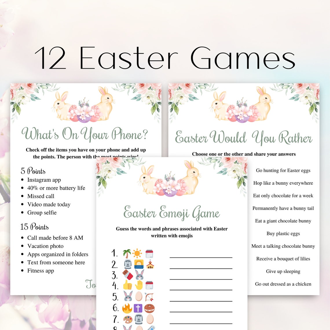 12 Printable Easter Games, Fun Easter Game Bundle, Easter Family Games ...