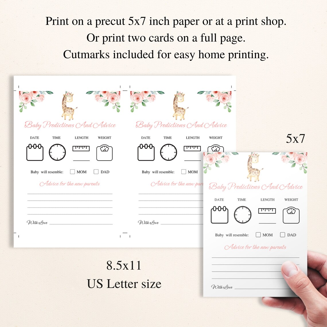 16 Printable Pink Giraffe Baby Shower Games Floral Safari - Etsy