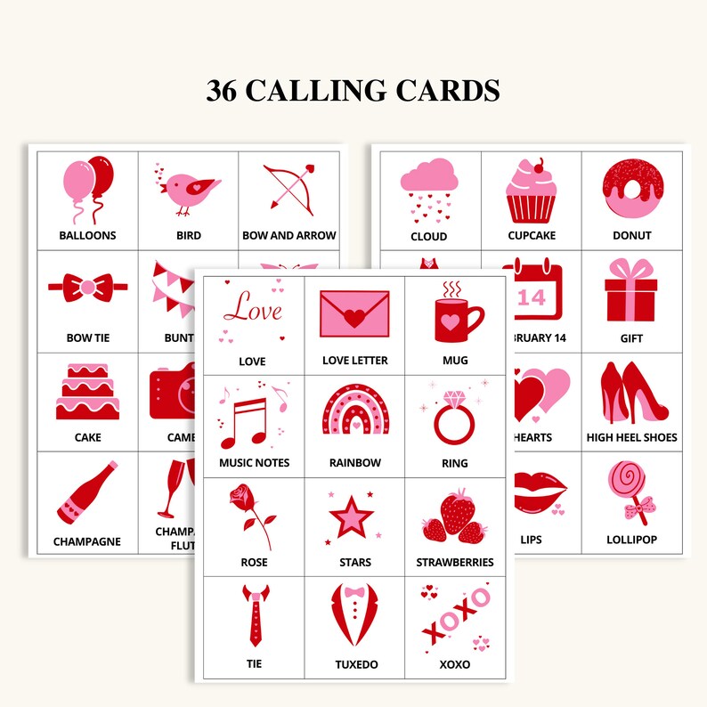 30 Printable Valentine's Day Bingo Cards | Valentine's Day Games ...