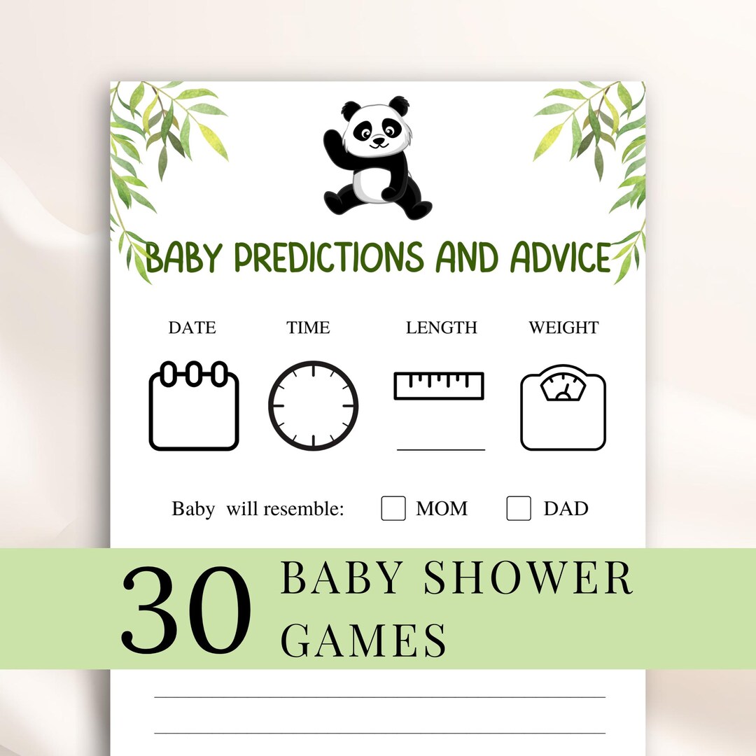 30 Printable Panda Baby Shower Games: Jungle Baby Shower Game Bundle ...