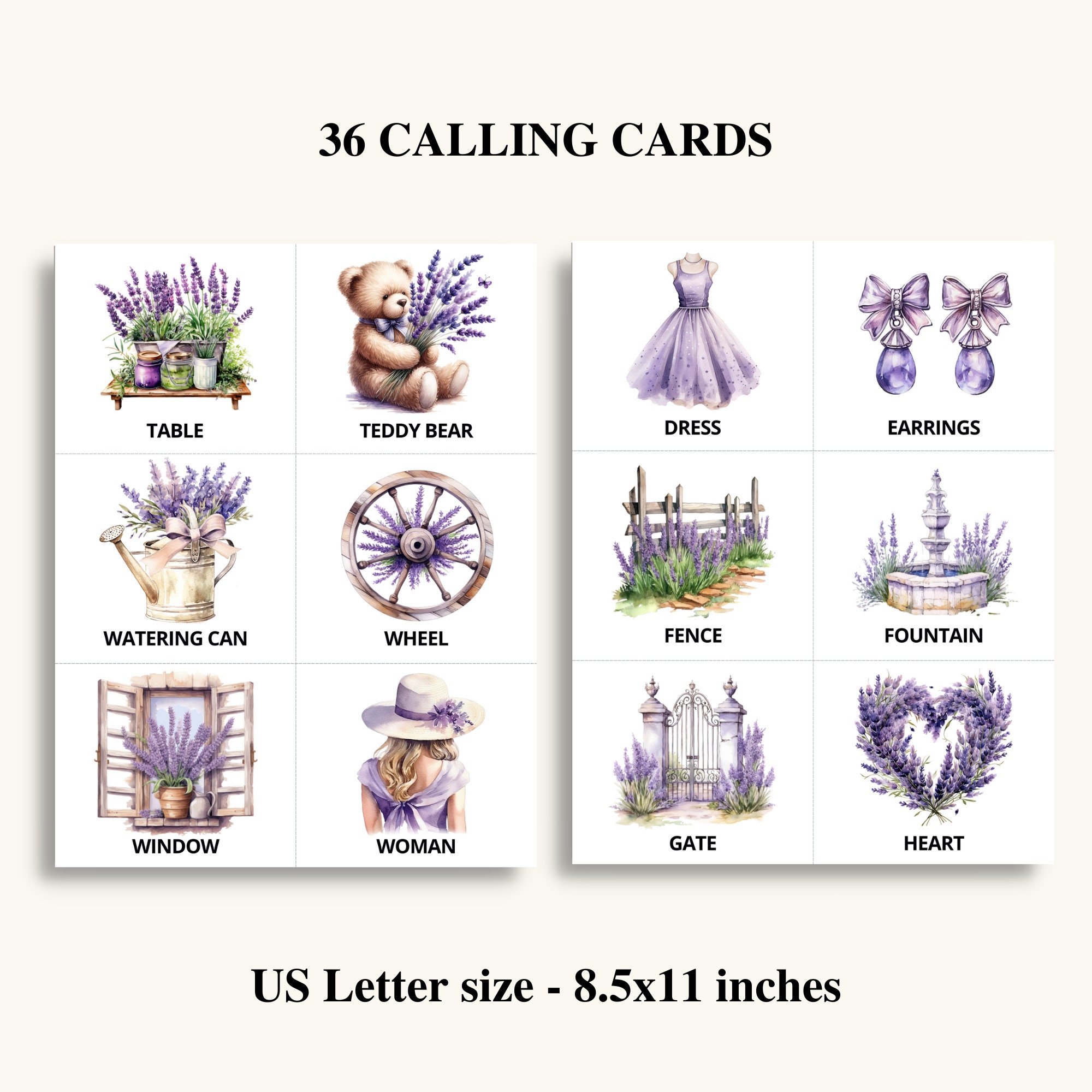 50 Printable Lavender Bingo Cards Lavender Picture Bingo Lavender ...