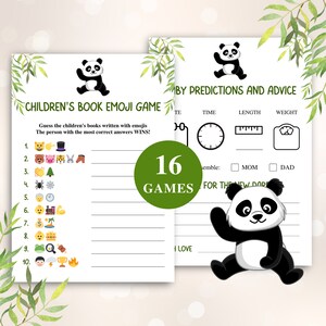 16 Printable Panda Baby Shower Games, Jungle Baby Shower Games, Safari ...