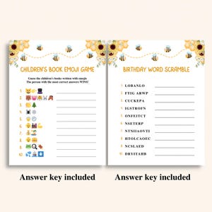 12 Printable First Bee Day First Birthday Games, Bee 1st Birthday Party ...