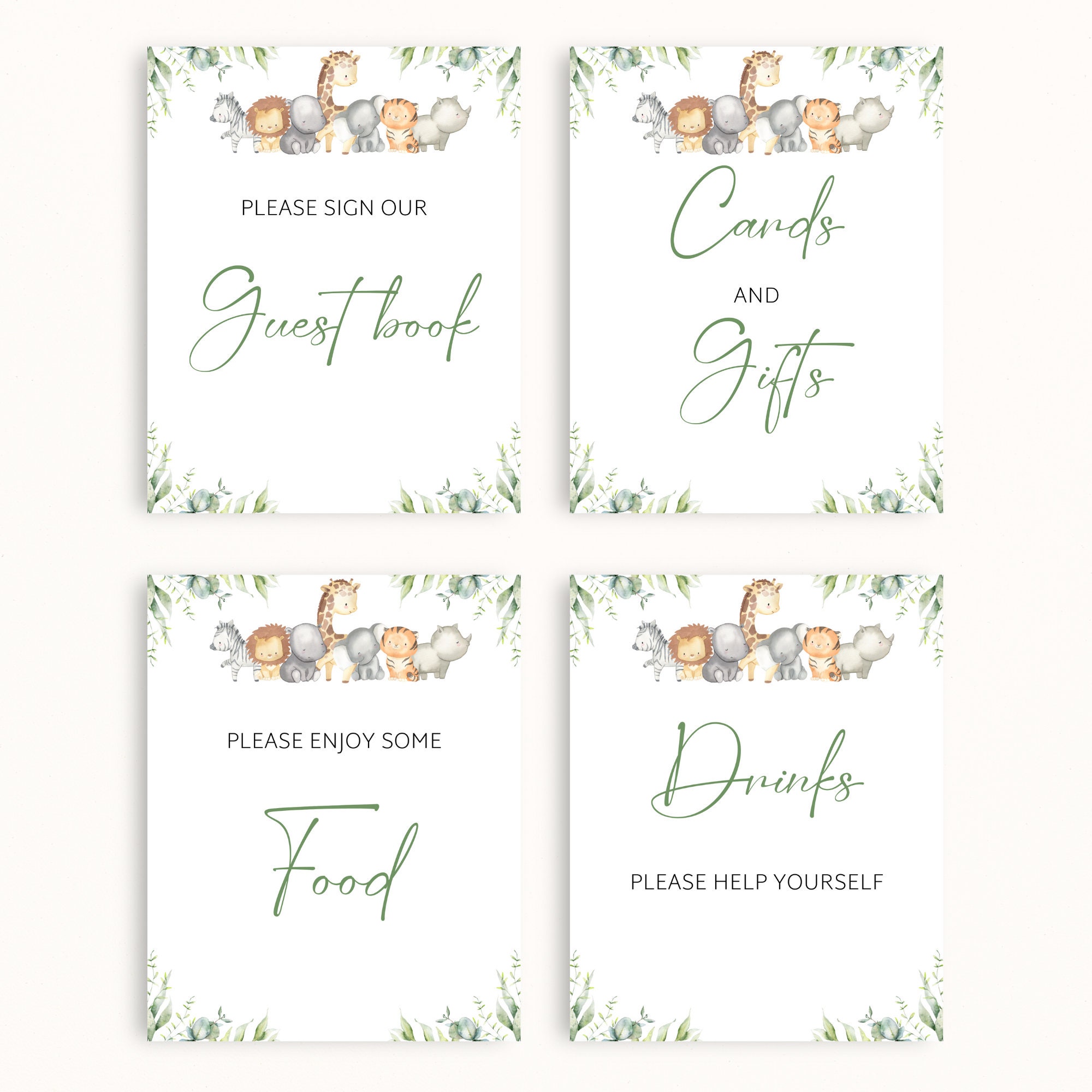 16 Printable Safari Baby Shower Table Signs, Jungle Baby Shower ...