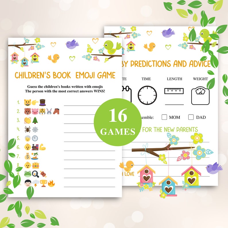 16 Printable Bird Baby Shower Games | Little Birdie Baby Shower Game ...