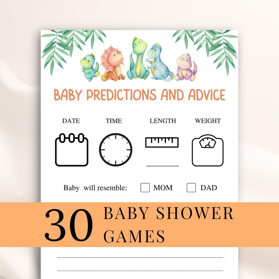 30 Printable Dinosaur Baby Shower Games, Dino Baby Shower Games, Jungle ...