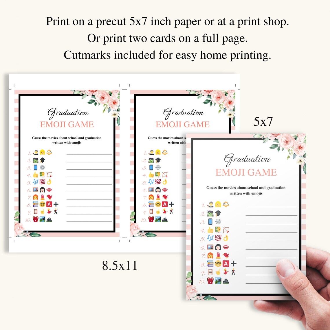 10 Printable Graduation Party Games, Floral Theme Grad Games, DOWNLOAD ...
