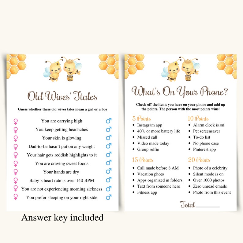 8 Printable What Will Baby Bee Gender Reveal Games: Bee Gender Reveal ...