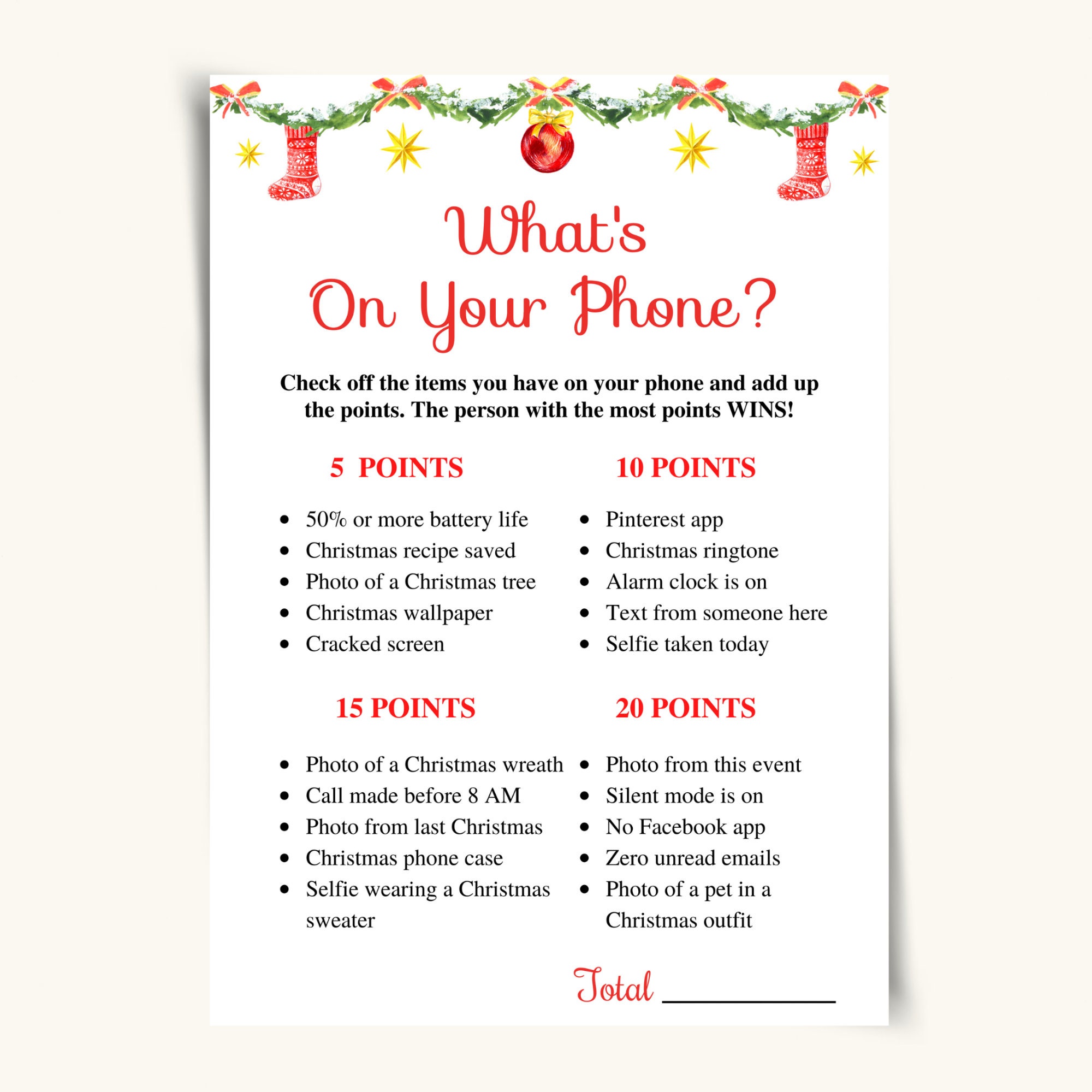Printable Christmas Game Whats on Your Phone Christmas Party - Etsy