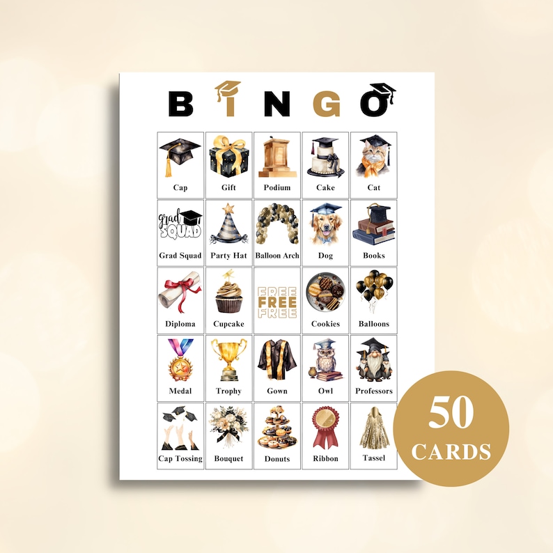 50 Printable Graduation Bingo Cards | Graduation Picture Bingo | Grad ...