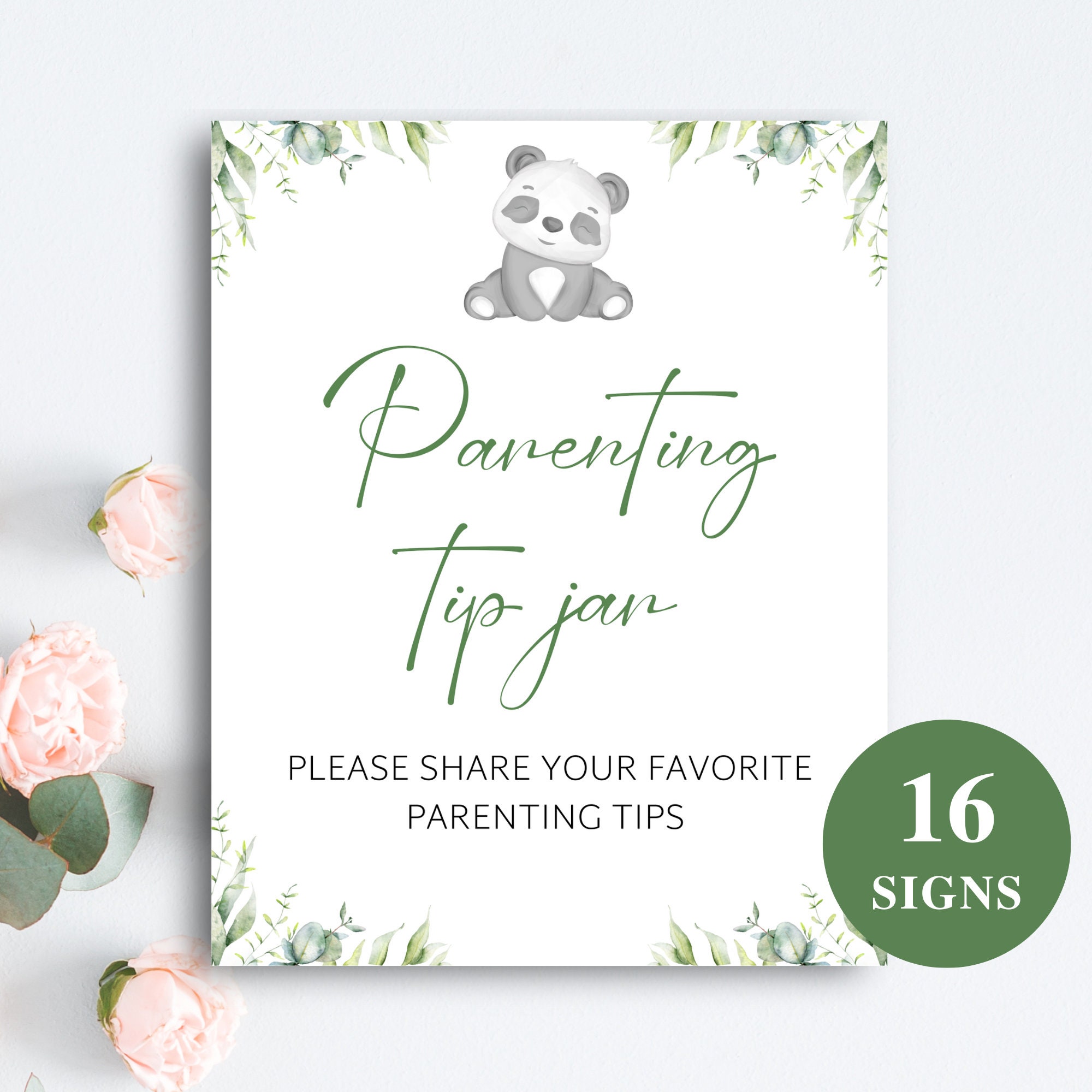 16 Printable Panda Baby Shower Table Signs: Safari Theme, 8x10 ...