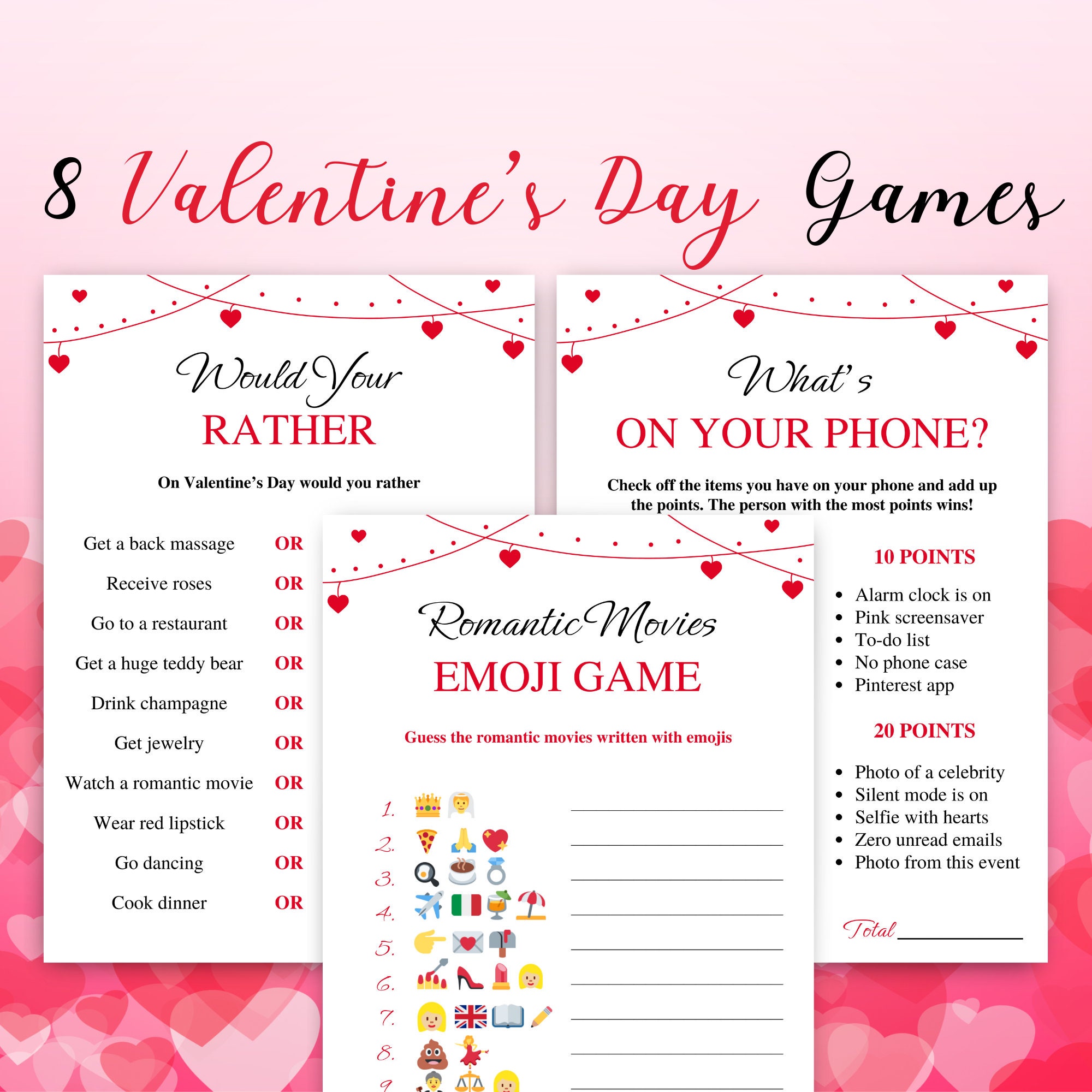 8 Printable Valentine's Day Games: US Letter Size & A4 DOWNLOAD - Etsy
