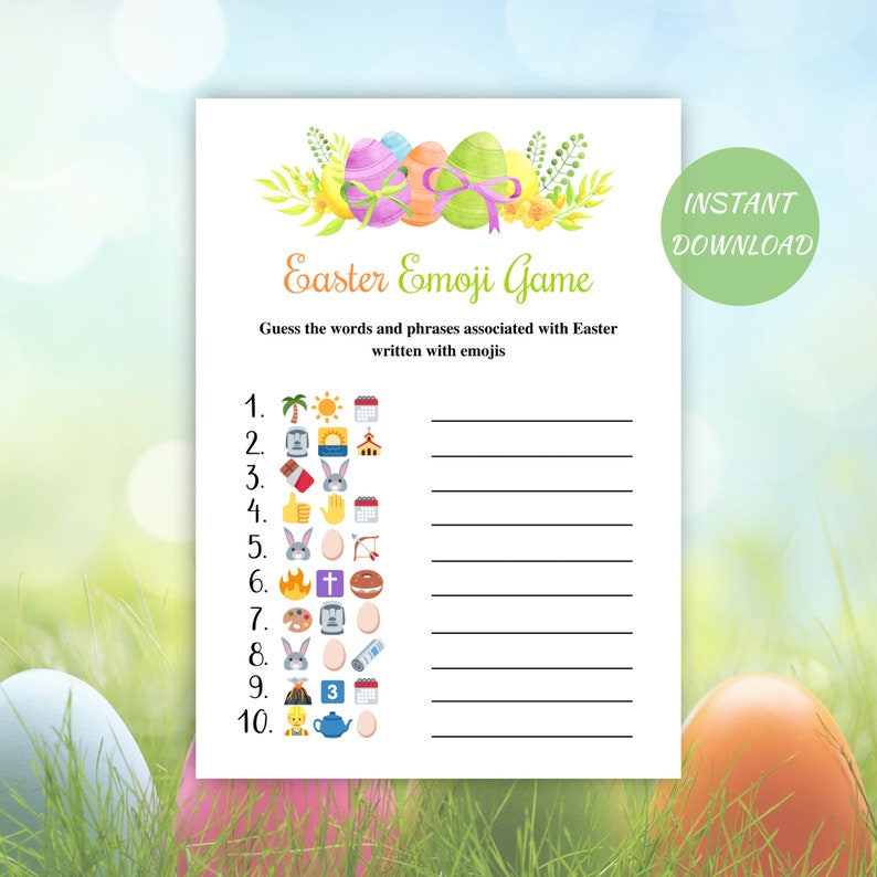 Printable Easter Emoji Game, Easter Game for Office Party, Easter Game ...