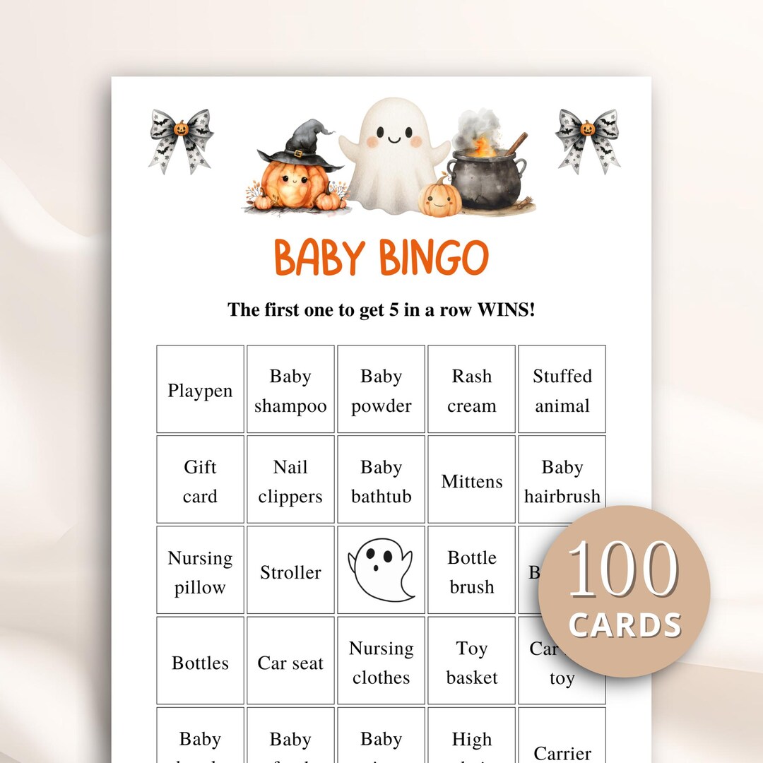 100 Printable Little Boo Baby Shower Bingo Cards, Prefilled Baby Shower ...