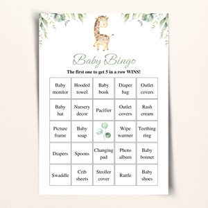 30 Printable Giraffe Baby Shower Bingo Cards | 5x7'' Prefilled Baby ...