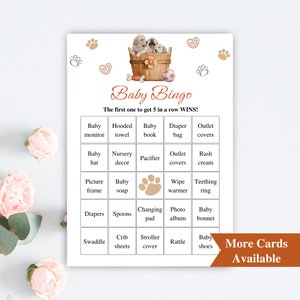 30 Printable Puppy Baby Shower Bingo Cards | 5x7'' Prefilled Baby Bingo ...