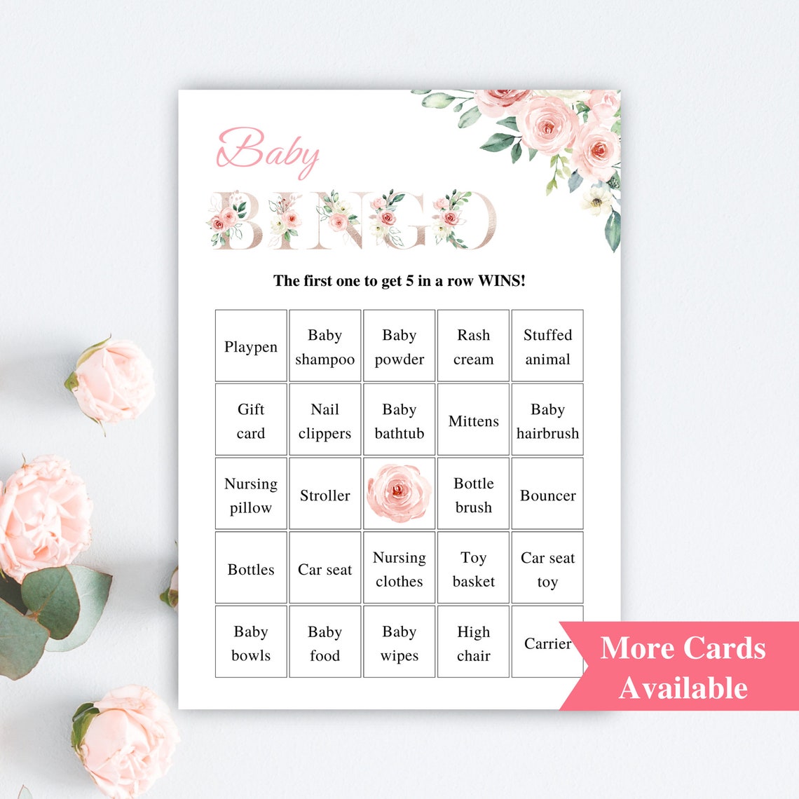 30 Printable Prefilled Baby Shower Bingo Cards, Floral Baby Shower ...