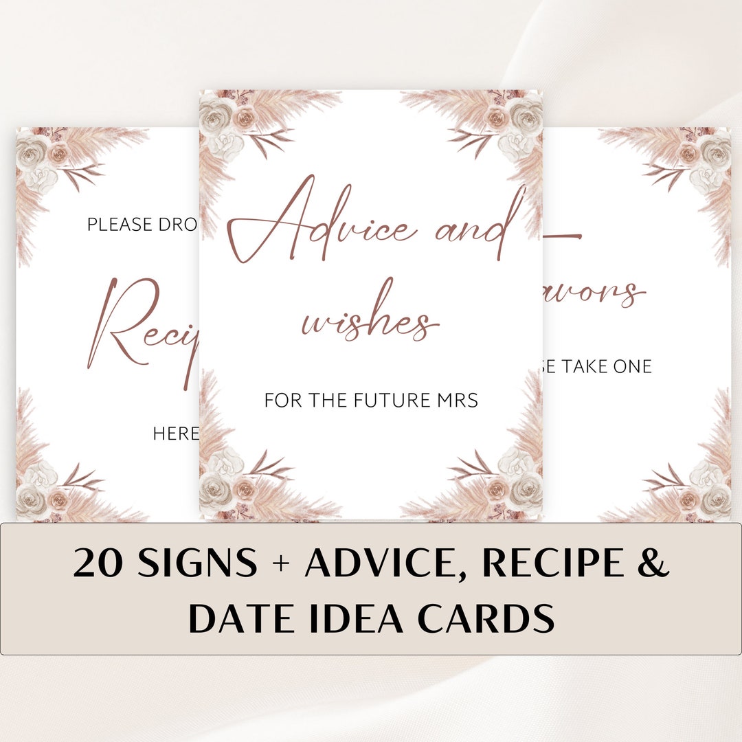 20 Printable Pampas Grass Bridal Shower Signs 8x10 Bridal Shower Table ...