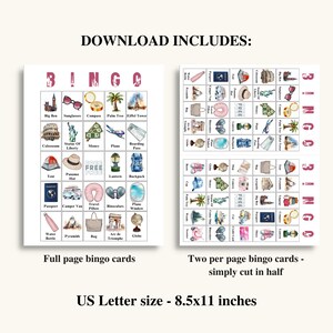 50 Printable Travel Picture Bingo Cards, Travel Birthday Party Games ...