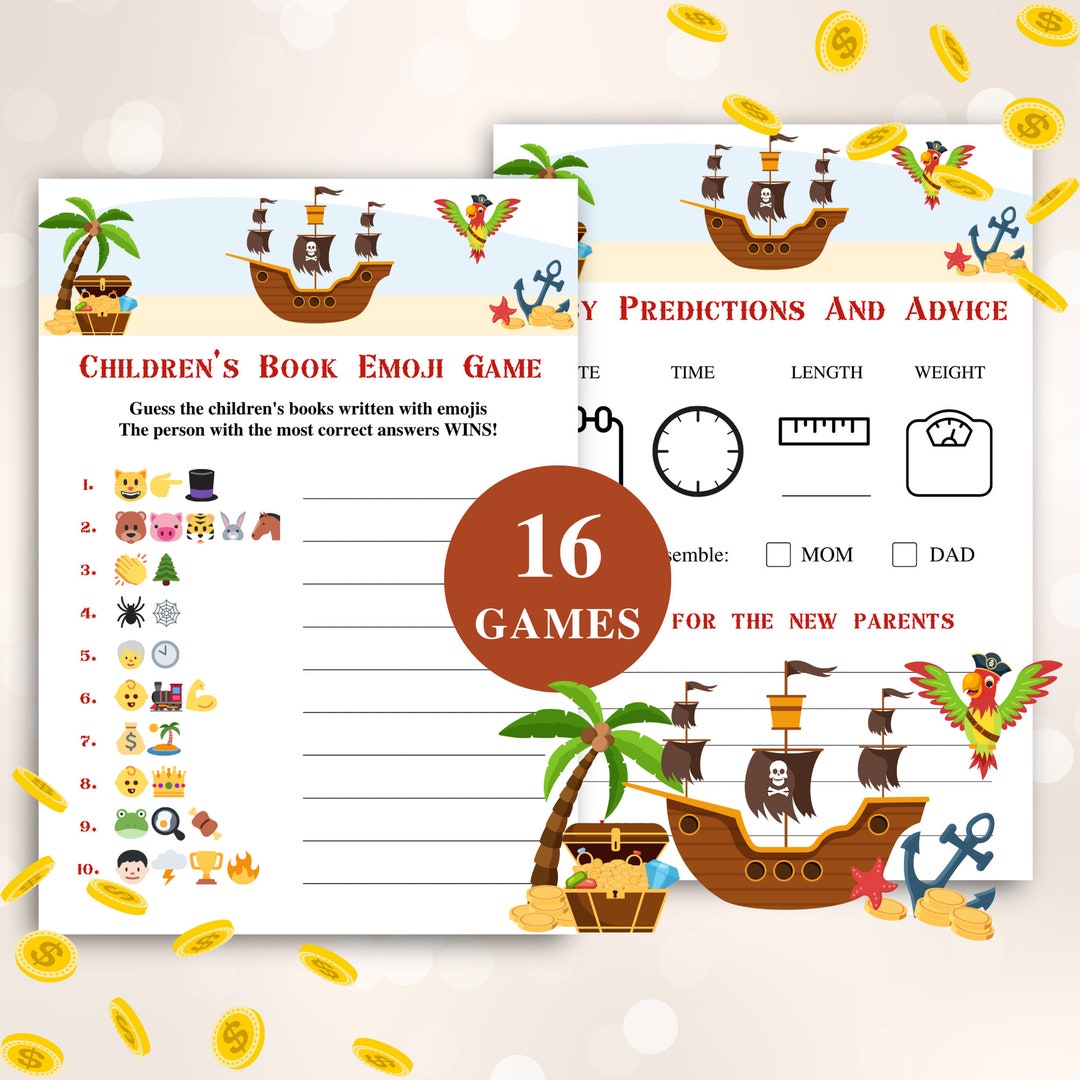 16 Printable Pirate Baby Shower Games | Nautical Baby Shower Games ...