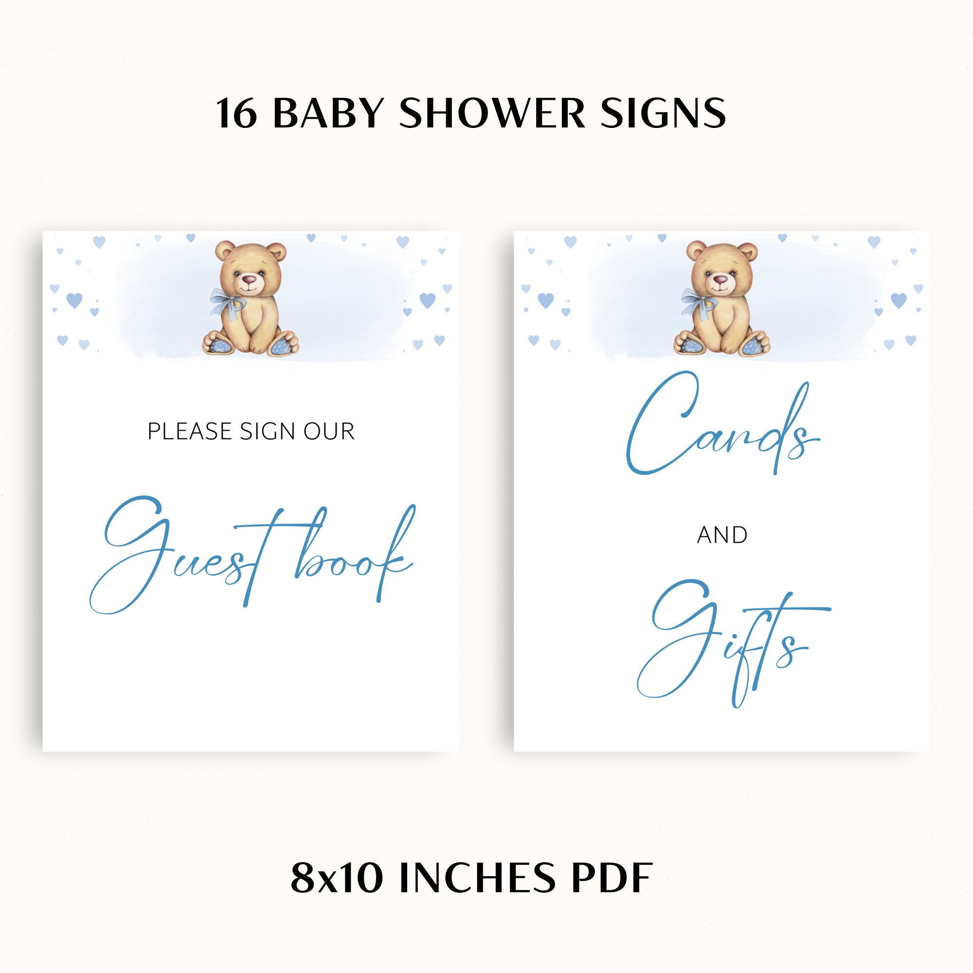 16 Printable Teddy Bear Baby Shower Table Signs 8x10 Baby Shower Sign ...