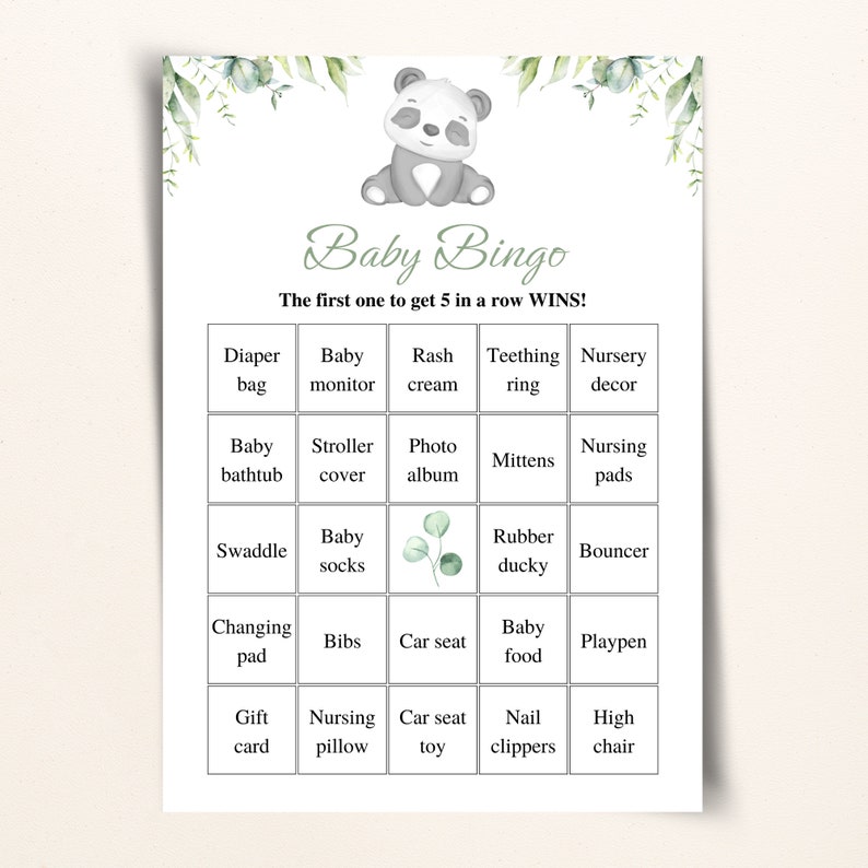 30 Printable Panda Baby Shower Bingo Cards 5x7'' - Etsy