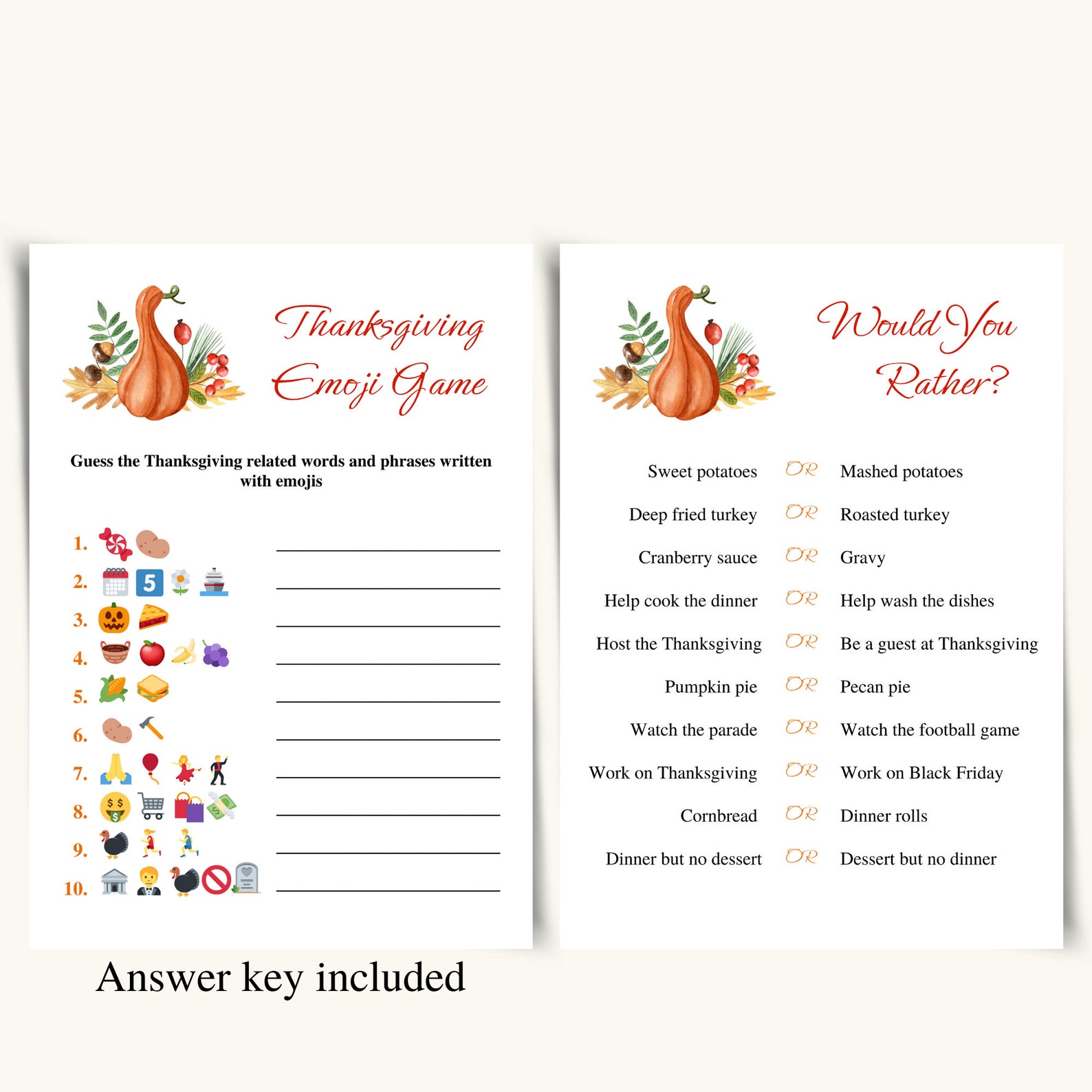 10 Printable Thanksgiving Party Games | Thanksgiving Dinner Games ...
