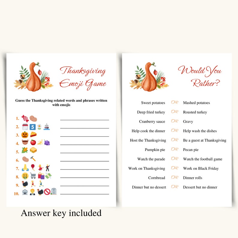 10 Printable Thanksgiving Party Games | Thanksgiving Dinner Games ...