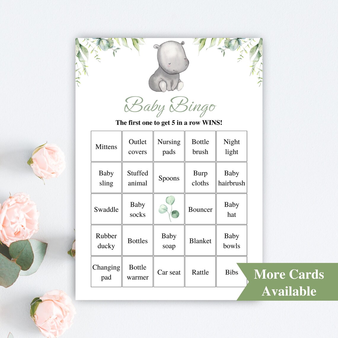 30 Printable Hippo Baby Shower Bingo Cards 5x7'' - Etsy