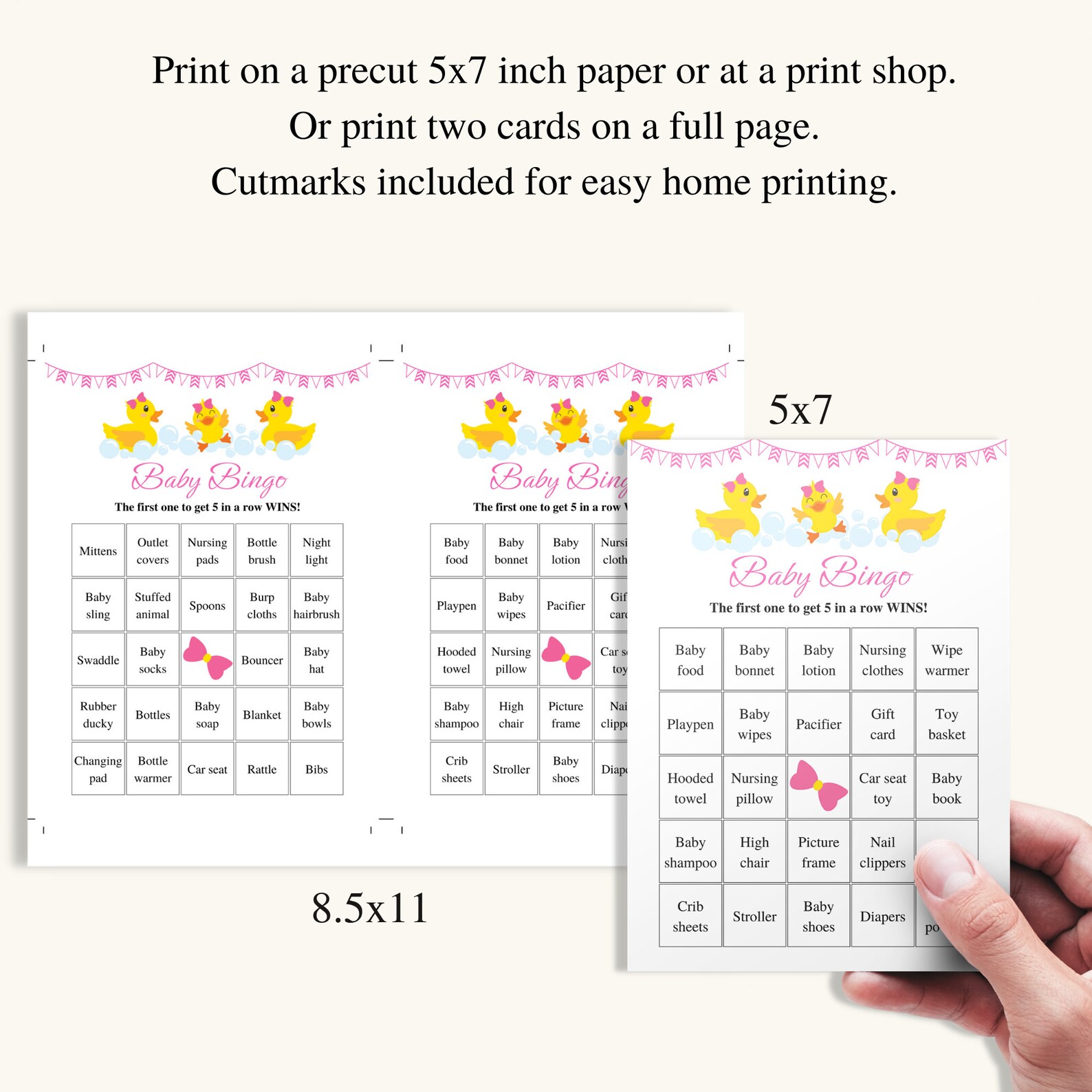 30 Printable Prefilled Baby Shower Bingo Cards Rubber Ducky - Etsy