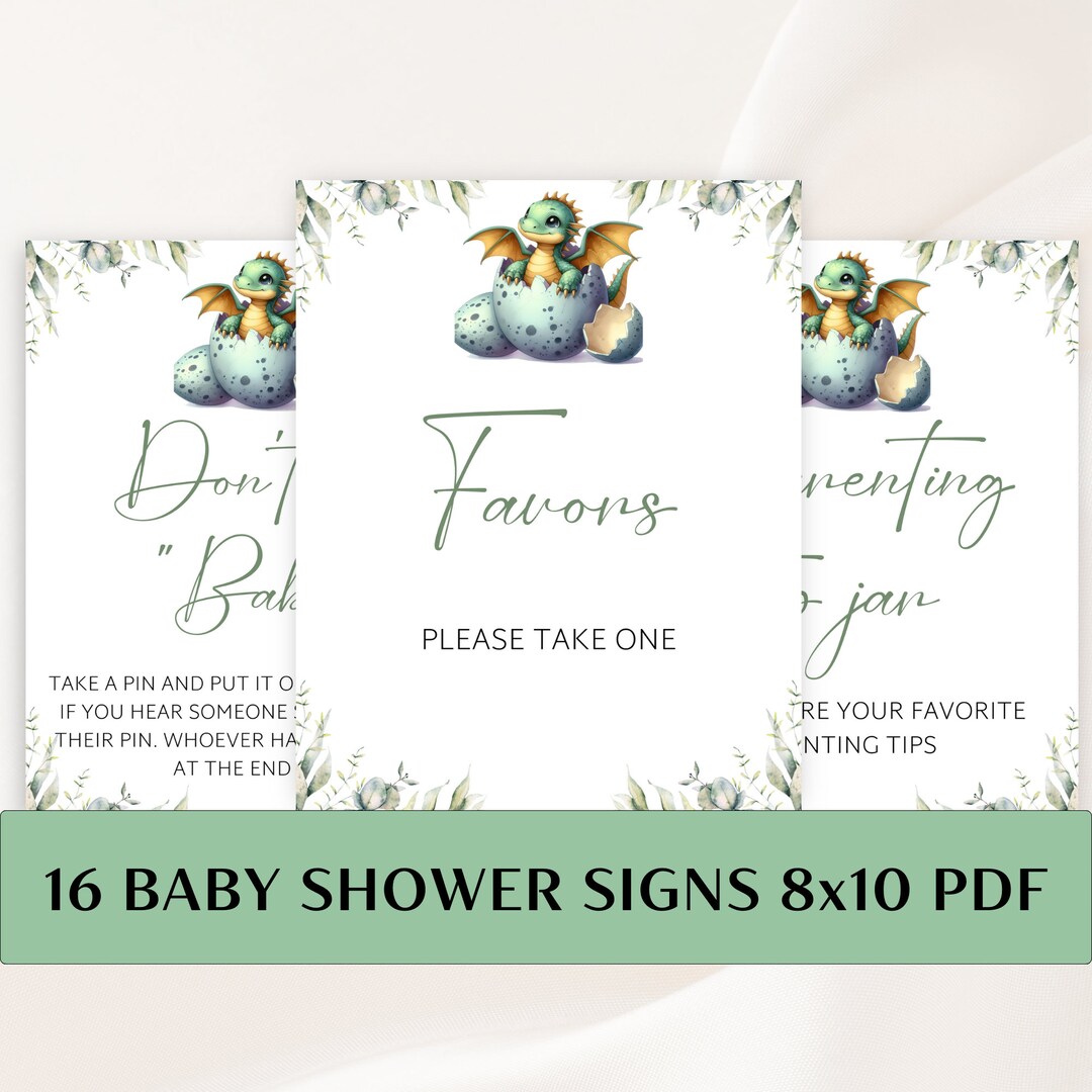 16 Printable Dragon Baby Shower Table Signs 8x10 Baby Shower Sign ...