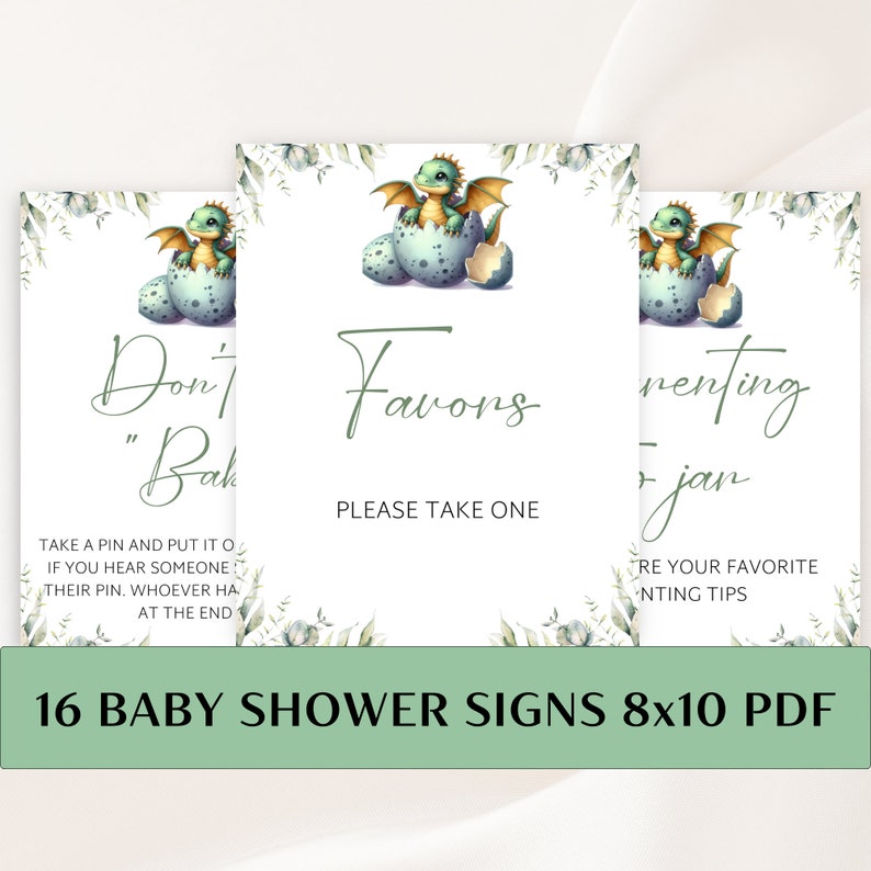 16 Printable Dragon Baby Shower Table Signs 8x10 Baby Shower Sign ...