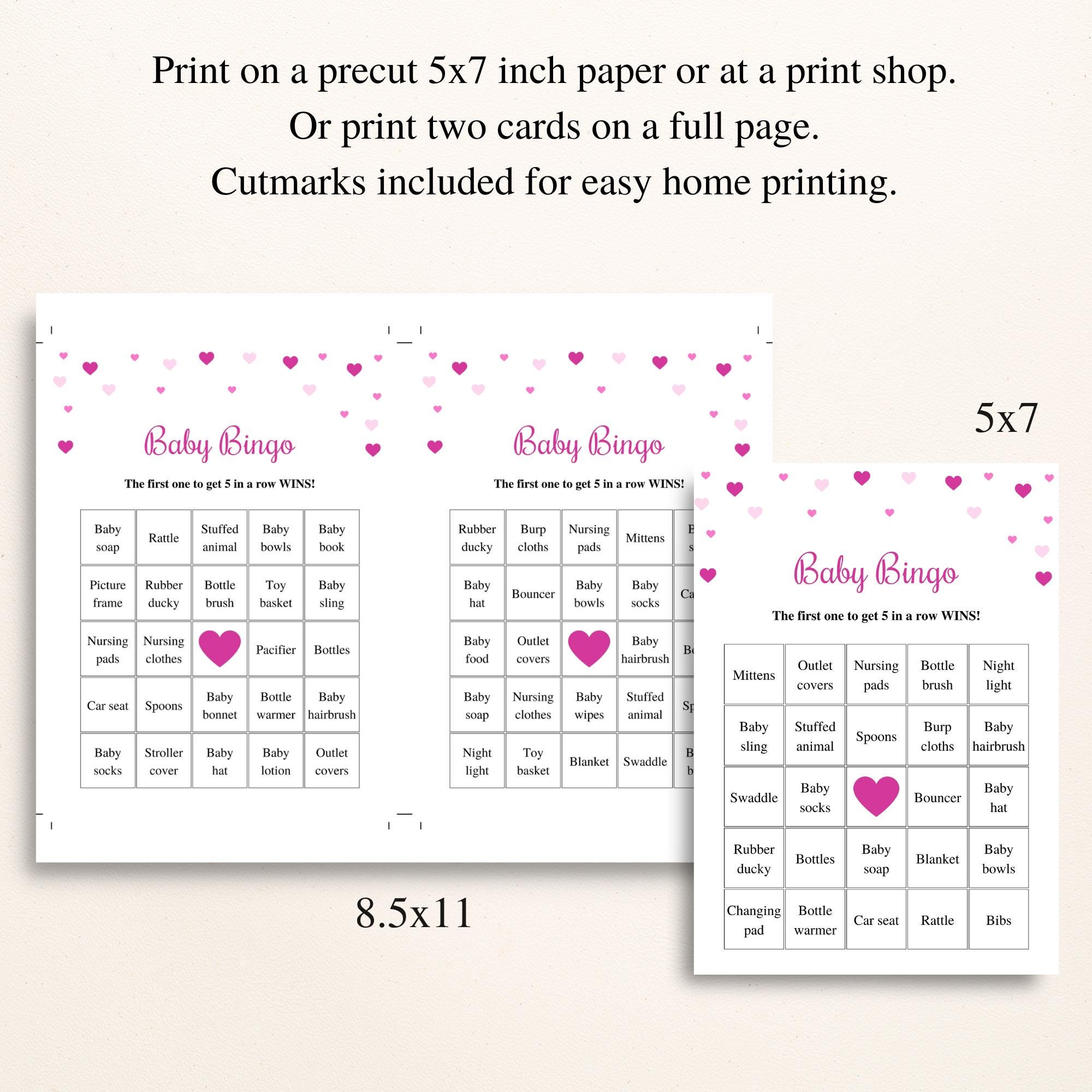 100 Printable Purple Baby Shower Bingo Cards, Prefilled Baby Shower ...