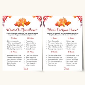 Printable Thanksgiving What’s on Your Phone Game, Friendsgiving Game ...