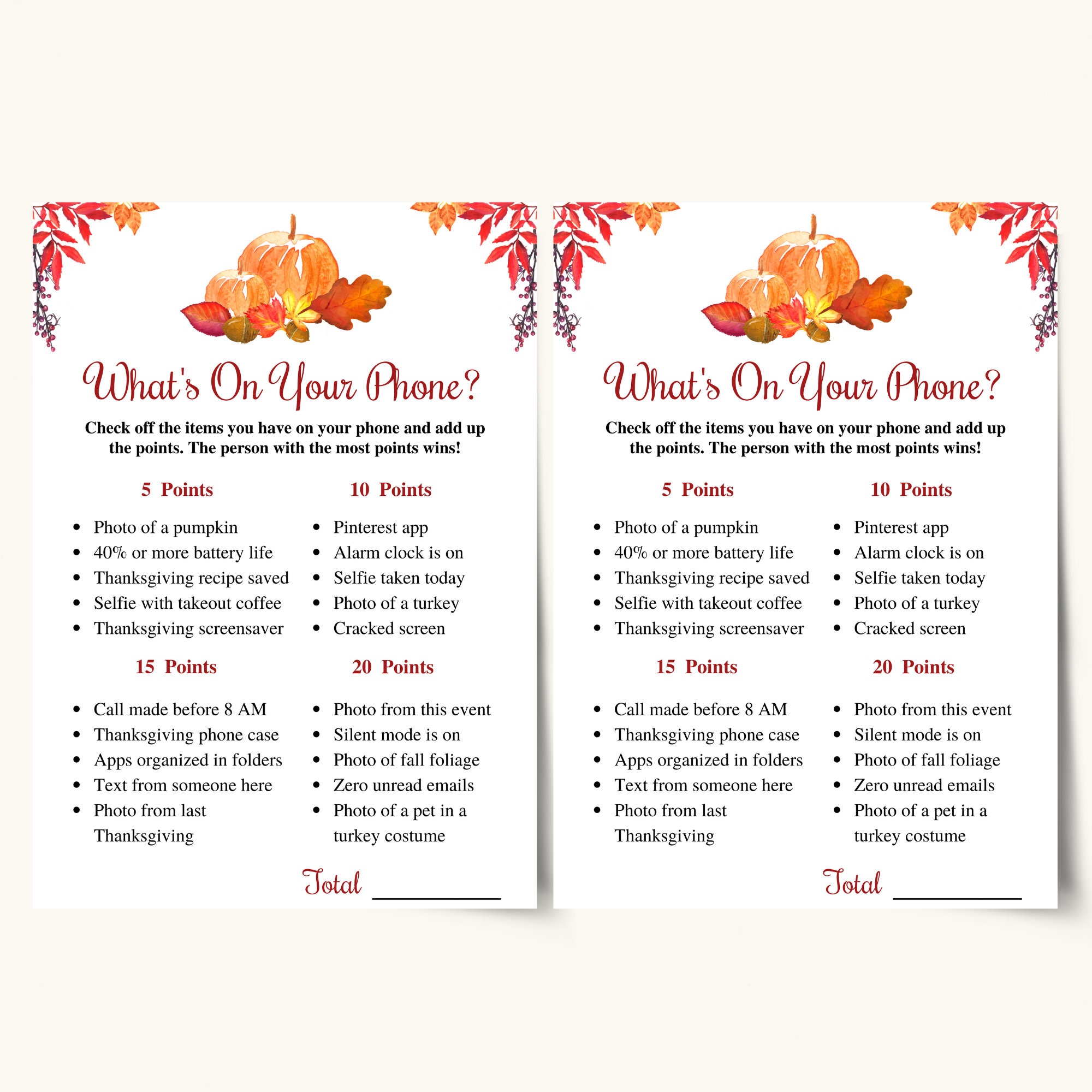 Printable Thanksgiving What’s on Your Phone Game, Friendsgiving Game ...