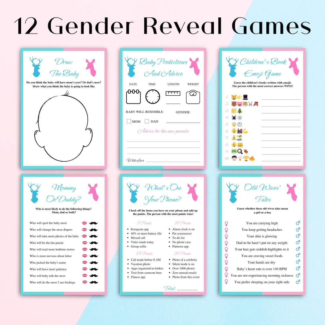 12 Printable Buck or Doe Gender Reveal Games | Deer Gender Reveal Game ...